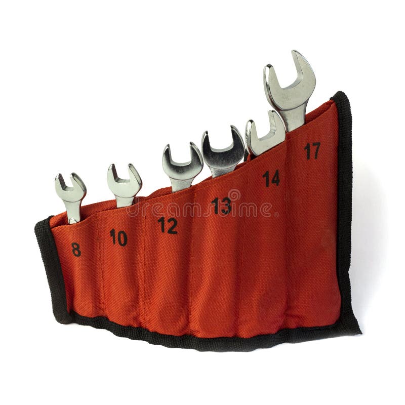 Combination Spanner Set in a Red Bag Isolated on White Stock Photo ...
