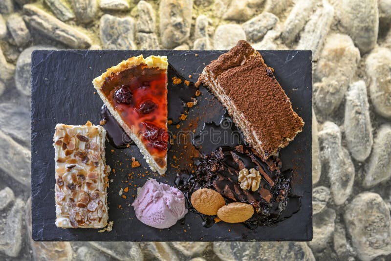 Combination of Sweets, As a Dessert in a Restaurant Stock Image - Image ...