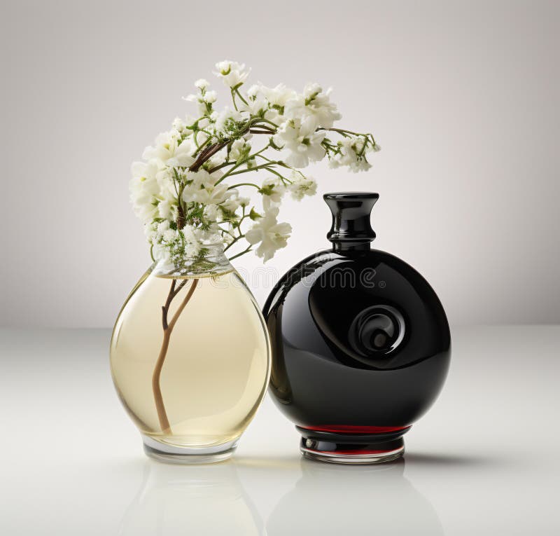 The Combination of Two Different Bottles of Black and White As an ...