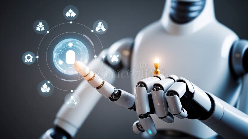 Robot Help Businesswoman Make Solution. Concept Business Vector ...