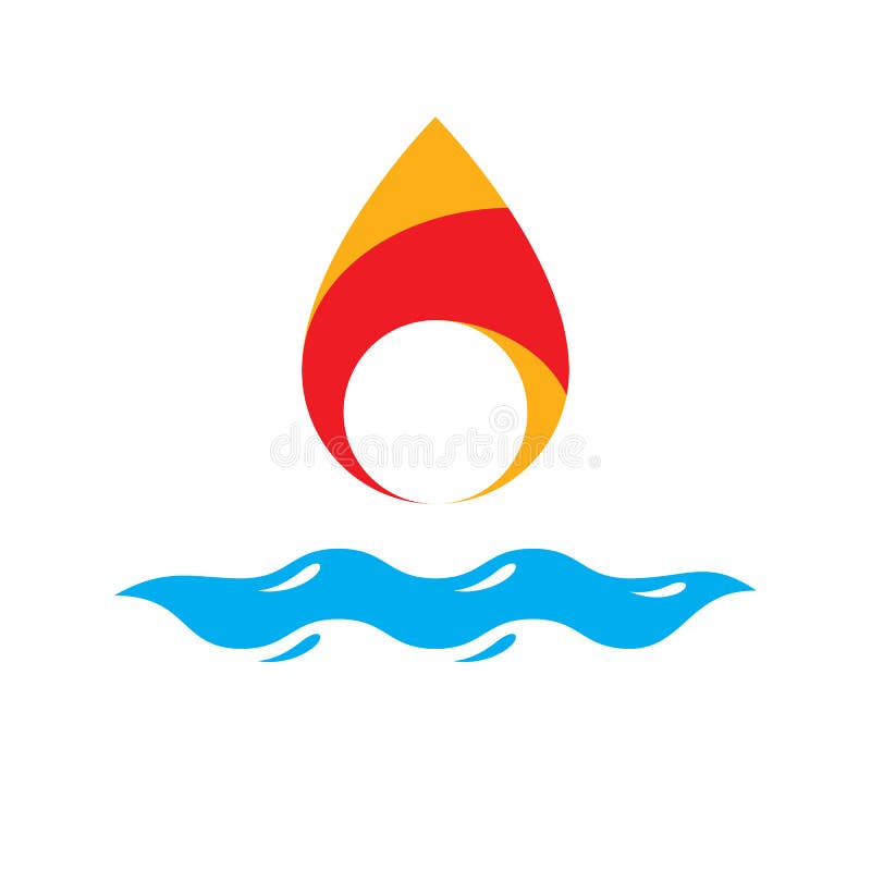 Combination of Water and Fire Elements Abstract Logo, Nature Pow Stock ...
