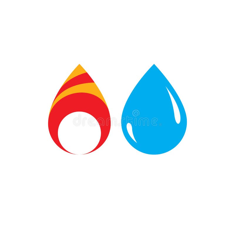 Combination of Water and Fire Elements Abstract Logo, Nature Pow Stock ...