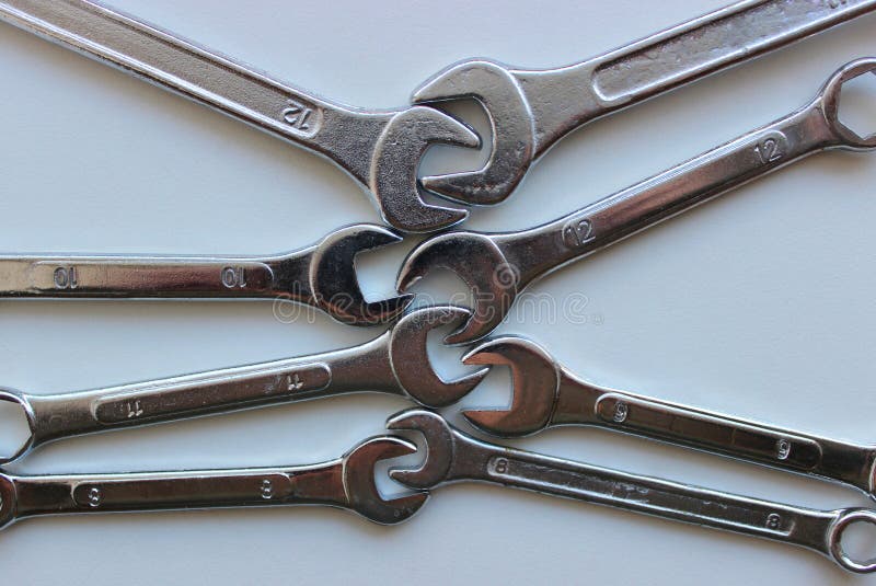 Combination Wrenches of Different Sizes Inserted into Each Other with ...