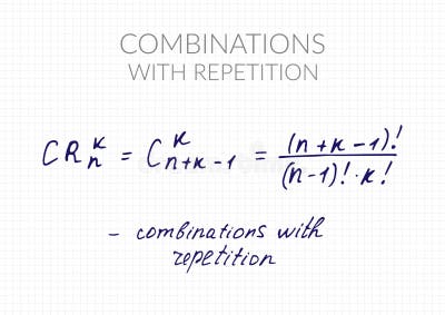 Combinations with Repetition Formula Stock Vector - Illustration of ...