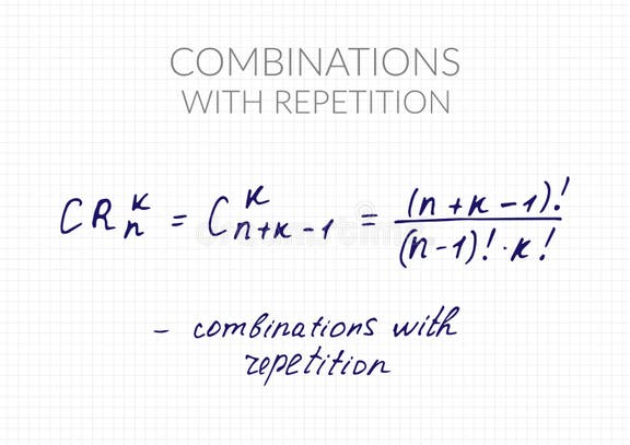Combinations with Repetition Formula Stock Vector - Illustration of ...