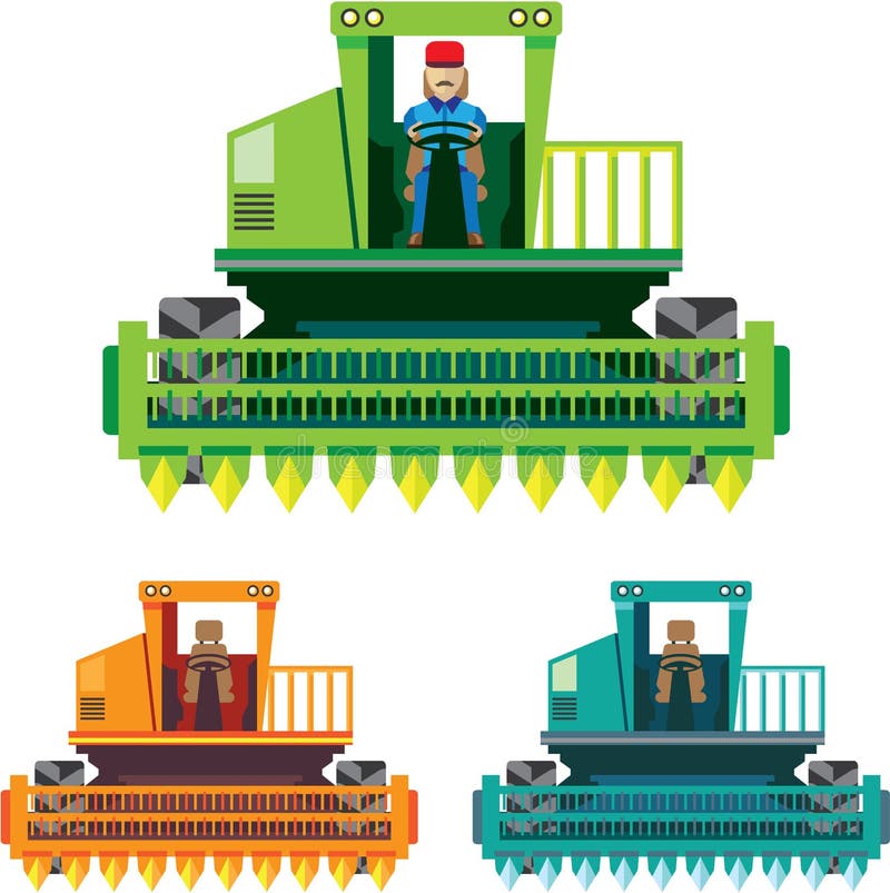 Vector Outline Combine-harvester Stock Vector - Illustration of farming ...