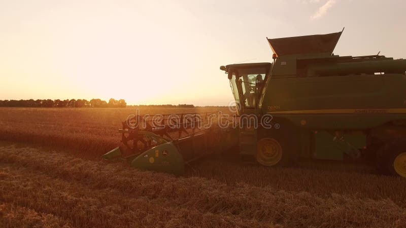 Combine, field and sky. stock footage. Video of equipment - 90485452