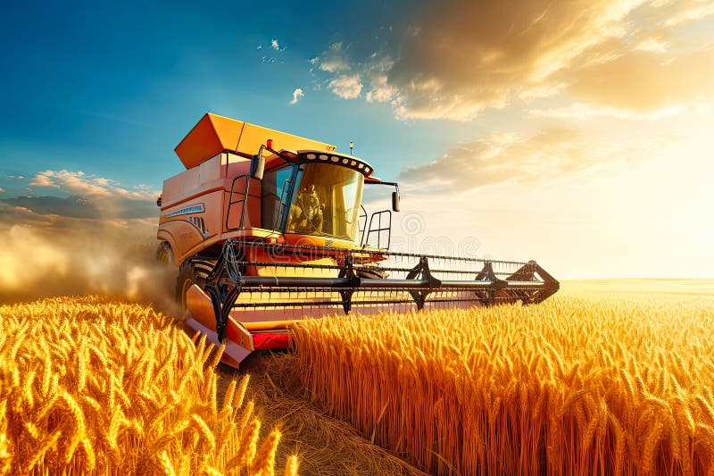 Combine Harvester Agriculture Machine Harvesting Stock Photo - Image of ...