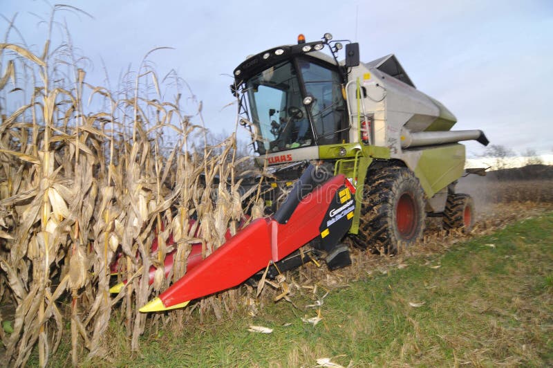 A Combine Harvester in the Corn Harvest Editorial Photography - Image ...