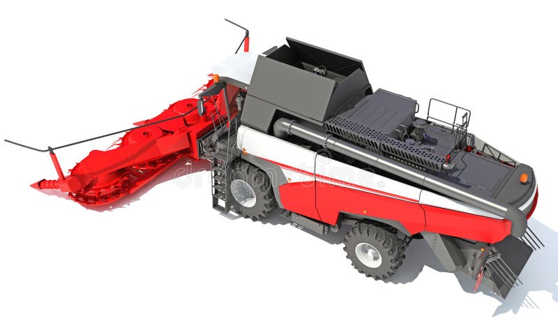 Combine Harvester 3D Rendering on White Background Stock Illustration ...