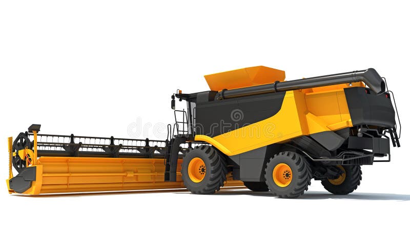 Combine Harvester 3D Rendering on White Background Stock Illustration ...