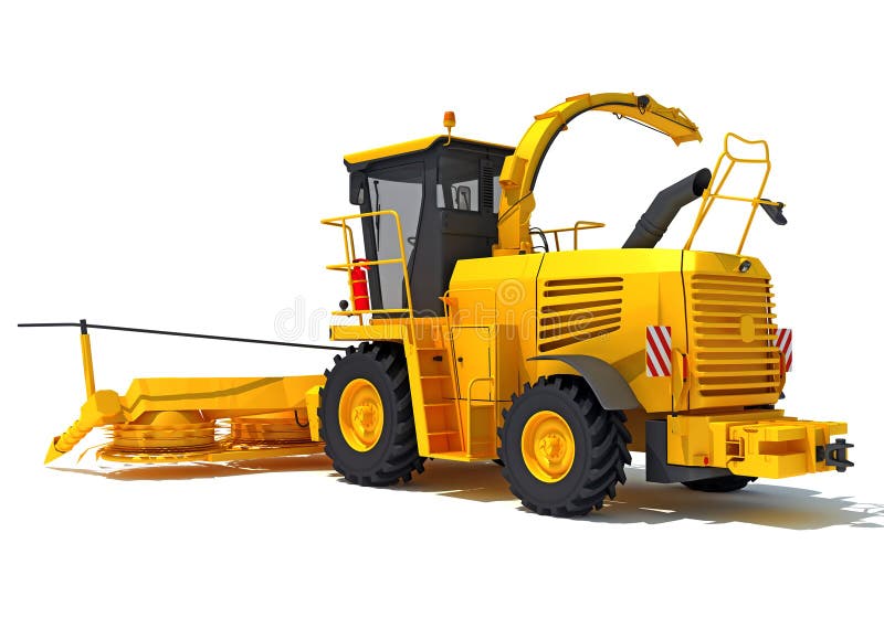 Combine Harvester Farm Equipment 3D Rendering on White Background Stock ...