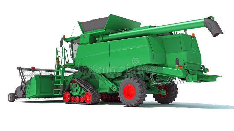 Combine Harvester 3D Rendering on White Background Stock Illustration ...