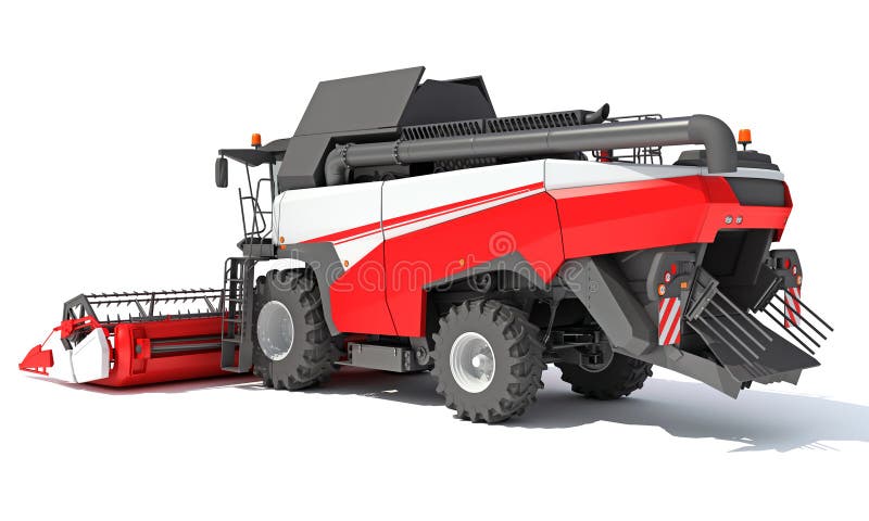 Combine Harvester 3D Rendering on White Background Stock Illustration ...
