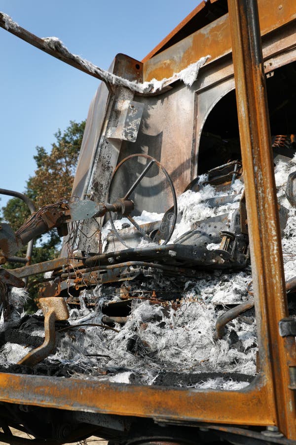 Combine Harvester Destroyed by Fire Stock Image - Image of harvester ...