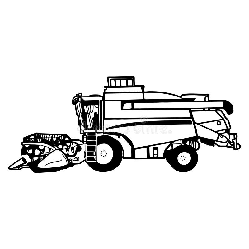 Combine Harvester - Farming and Cattle Breeding Vector Illustration ...