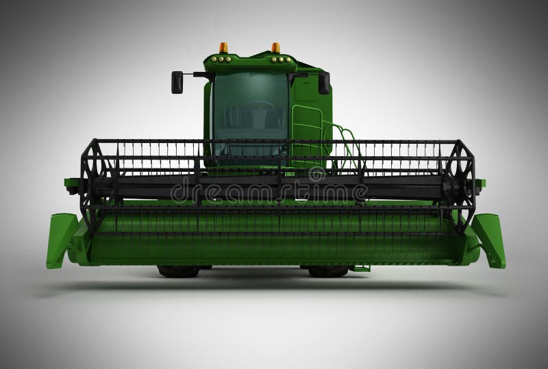 Combine Harvester Green 3d Render on Gray Background Stock Illustration ...