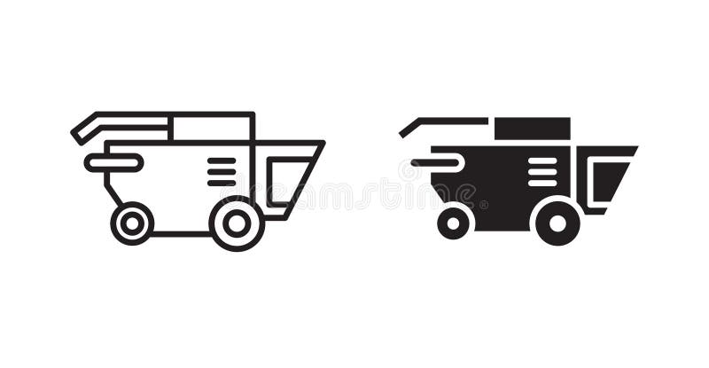 Combine Harvester Thin Line Vector Icon Set Stock Vector - Illustration ...