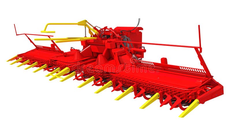 Combine Harvester Threshing Header 3D Rendering on White Background ...