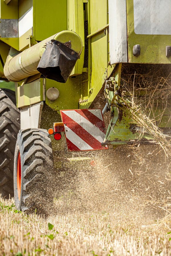 Combine Harvester on the Wheat Field from the Back Side. Stock Photo ...