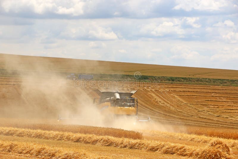 Combine Harvester at work stock photo. Image of machinery - 215940322