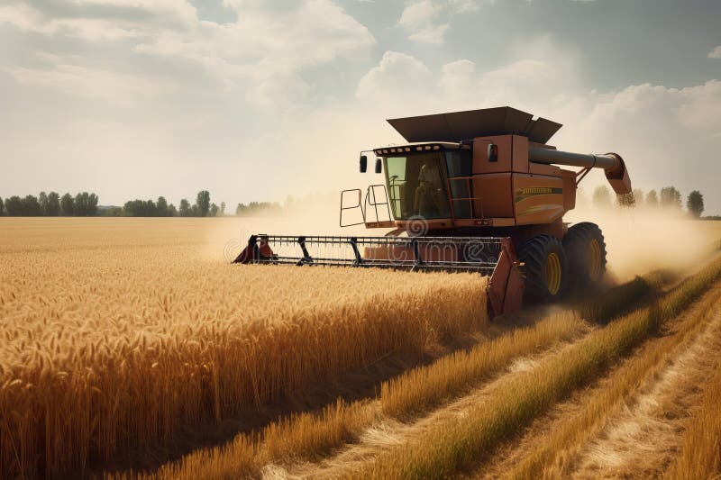 The Combine Harvester is Working from Generative Ai Stock Photo - Image ... The Combine Harvester is Working from Generative Ai Stock Photo - Image ...
