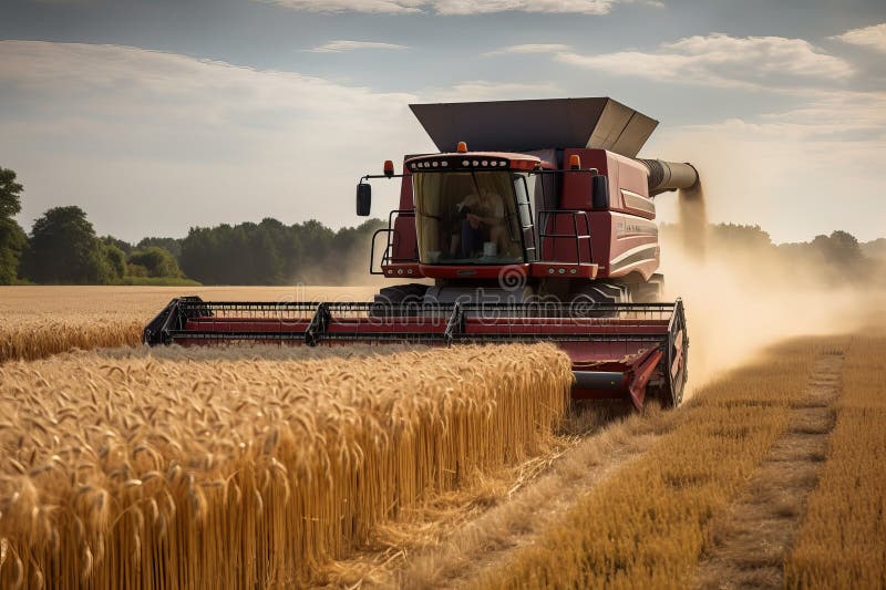 The Combine Harvester is Working from Generative Ai Stock Image - Image ...