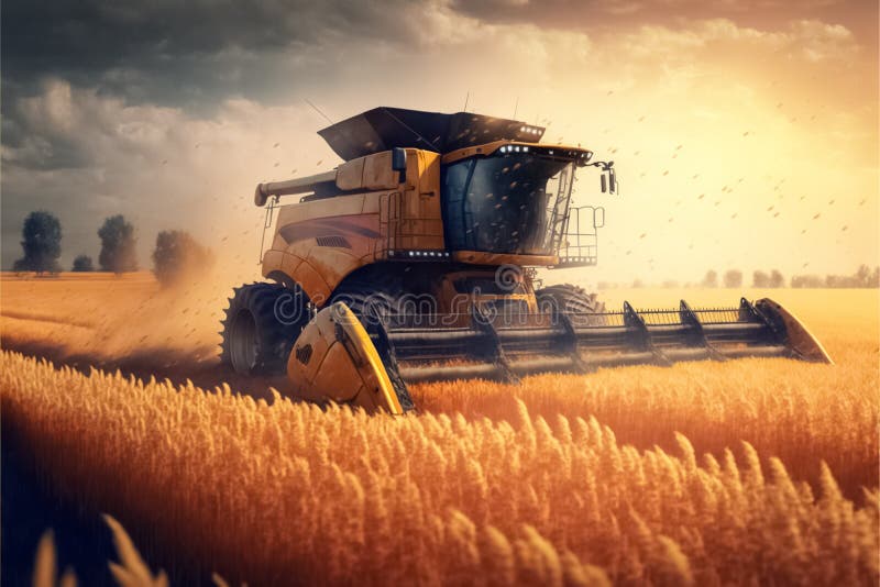 Combine Harvester Working on a Wheat Crop. Harvester Machine To Harvest ... Combine Harvester Working on a Wheat Crop. Harvester Machine To Harvest ...