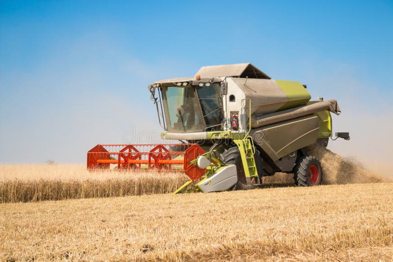Front View Of Modern Combine Harvester During Harvesting Stock Image ...
