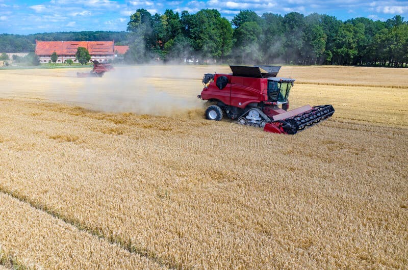 Combine Working on the Wheat Field Stock Image - Image of produce ...