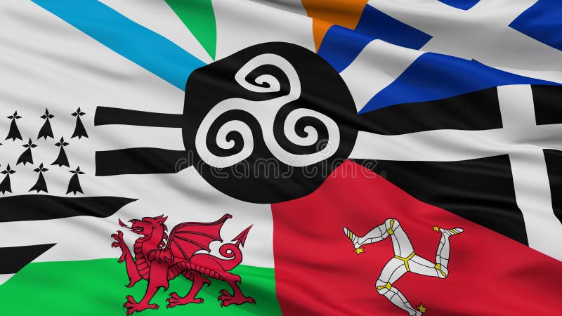 Combined Of The Celtic Nations Flag, Closeup View Stock Illustration ...
