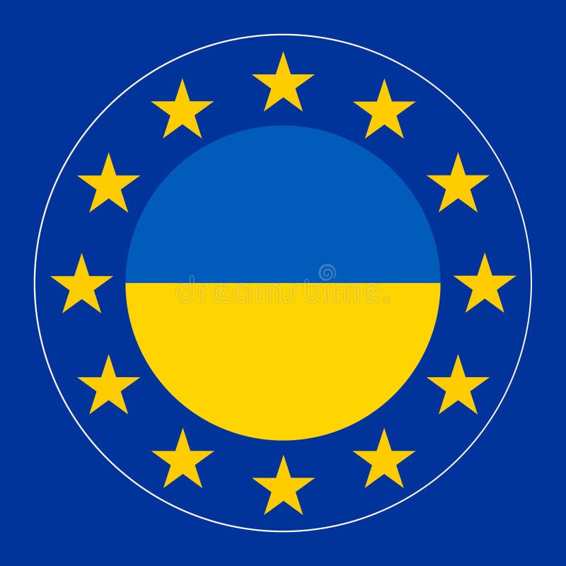 Combined Circle of Ukraine and Europe Flags 3d-illustration Stock ...