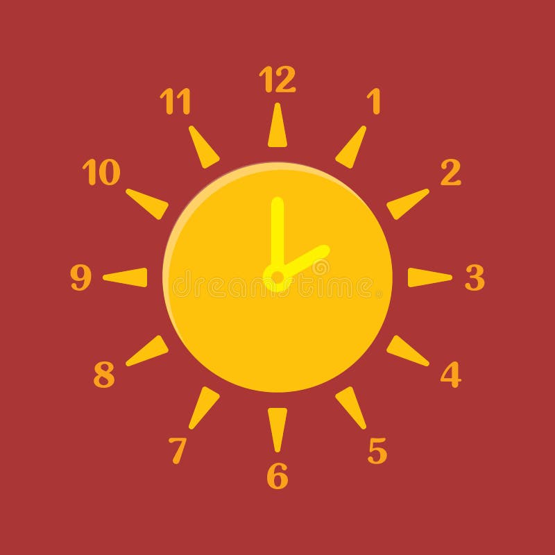 Combined Clock and Sun. Summer Time Concept Stock Vector - Illustration ...