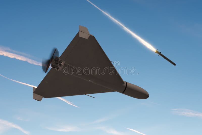 Combined Drone and Missile Attack. Stock Photo - Image of shahed, drone ...
