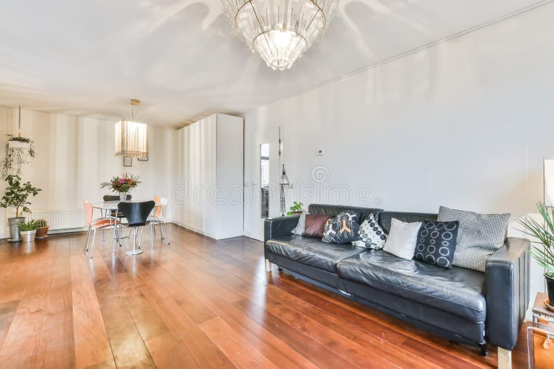 Combined Living and Dining Area Stock Image - Image of home, table ...