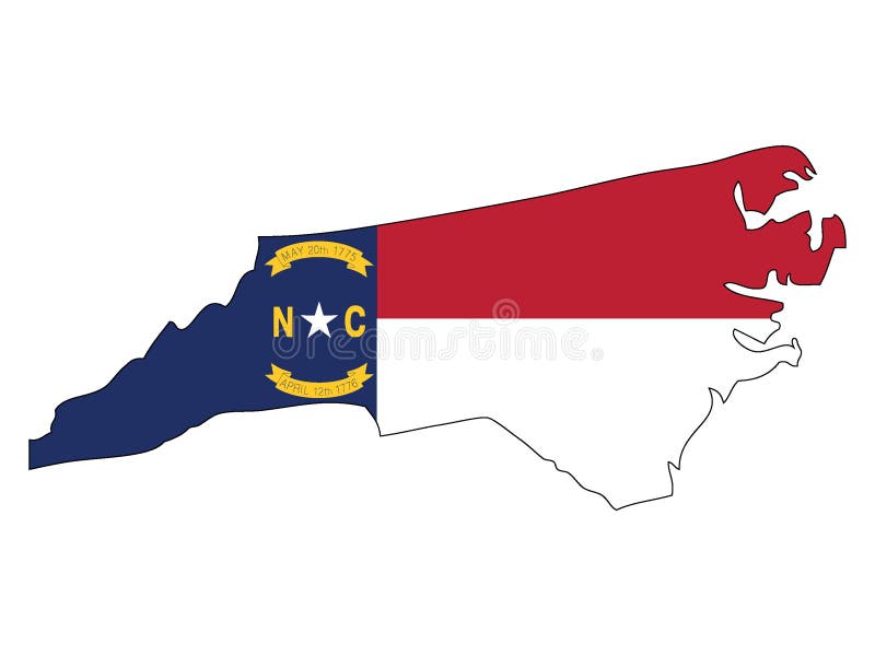 Combined Map and Flag of USA State of North Carolina Stock Vector ...