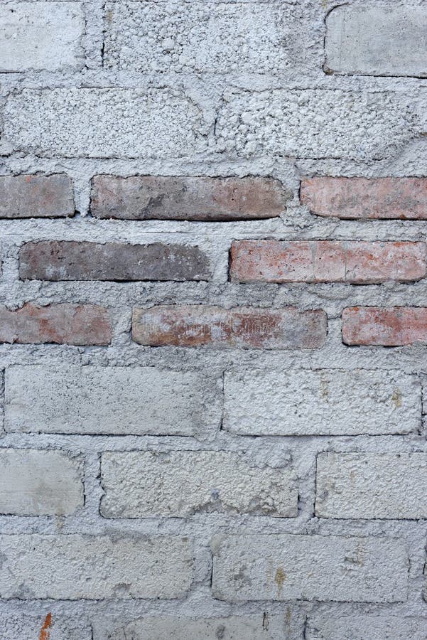 Combined Red and Concrete Brick Wall. Stock Image - Image of dirty ...