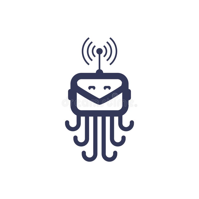 Octopus Robot Character Isolated on White Background Stock Vector ...