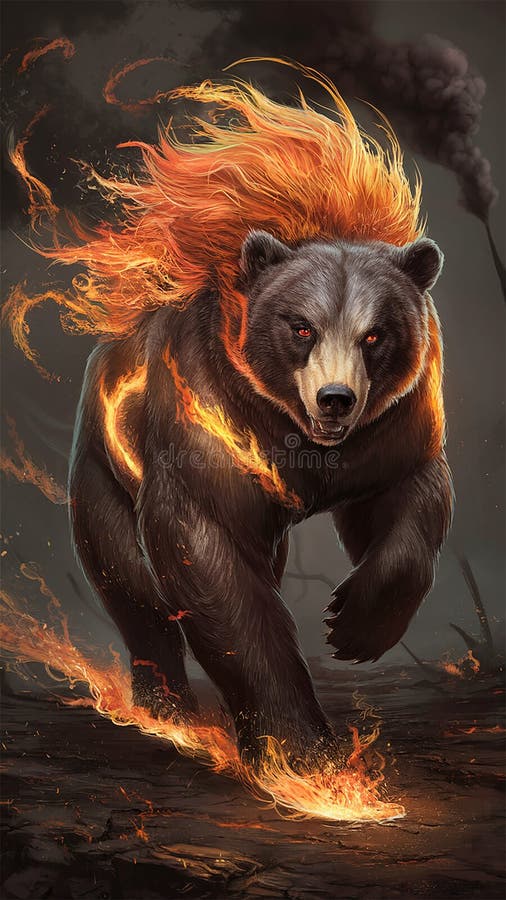 Combining the Form of a Bear with the Essence of Fire Stock ...