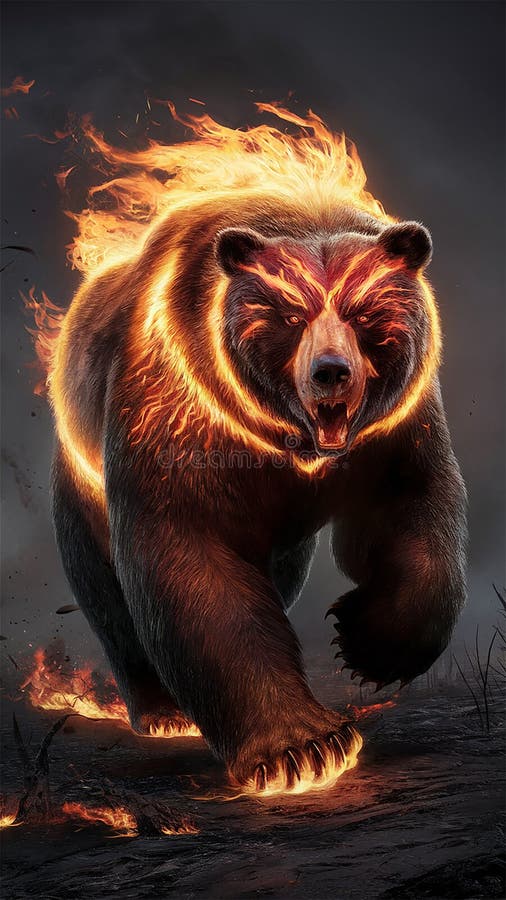 Combining the Form of a Bear with the Essence of Fire Stock ...