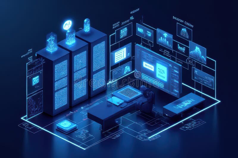 Combining Modern Tech & Enhancing Cyber Security Stock Illustration ...