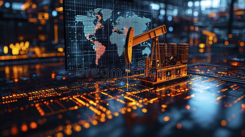 Combining Oil Drilling with Data Visualization Stock Illustration ...