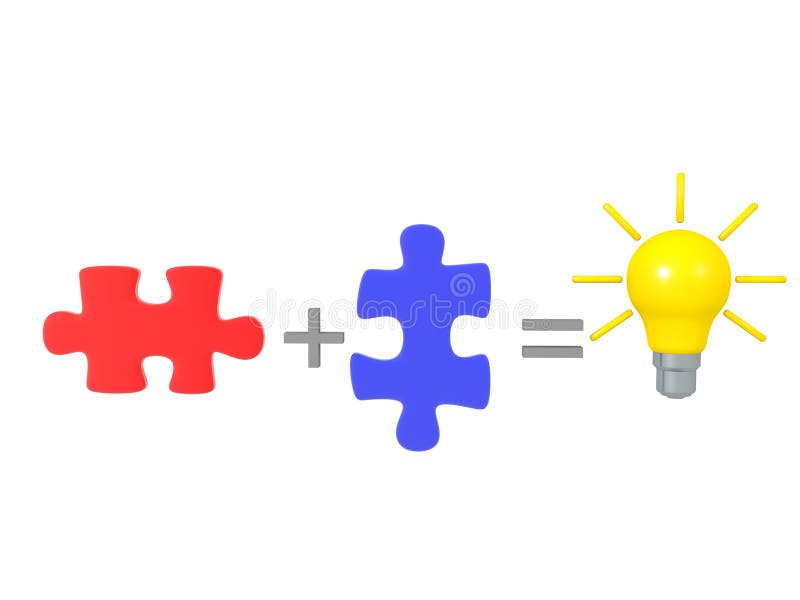 Combining Two Puzzle Pieces Creates a Great Idea Stock Illustration ...
