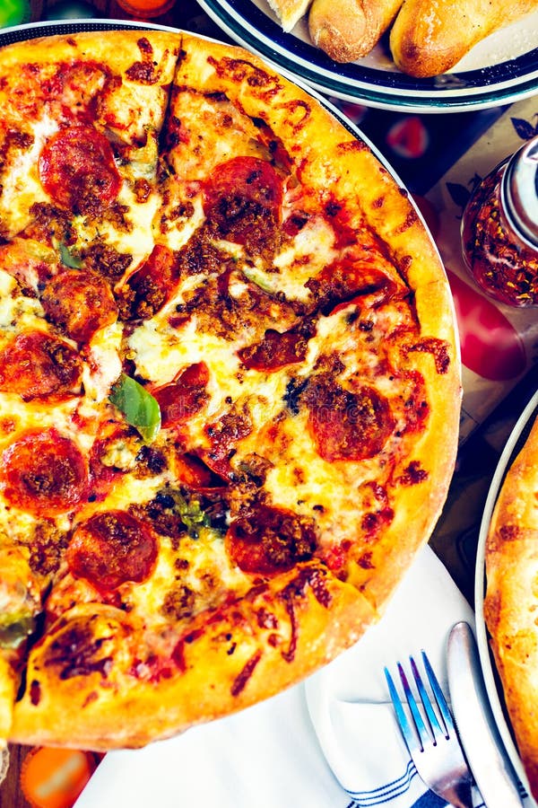 Combo pizza stock photo. Image of pepper, food, heritage - 61923750