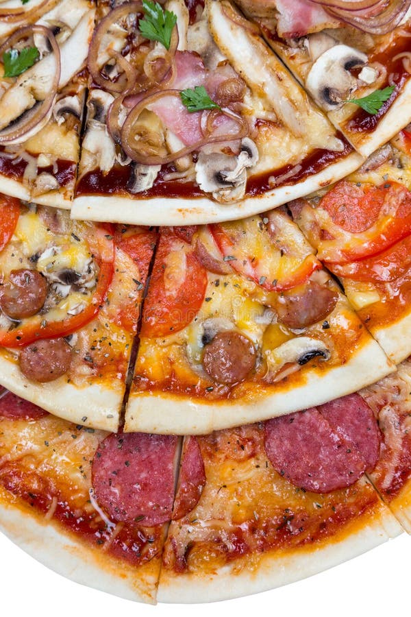 Combo with Three Different Slices of Pizzas Stock Photo - Image of ...