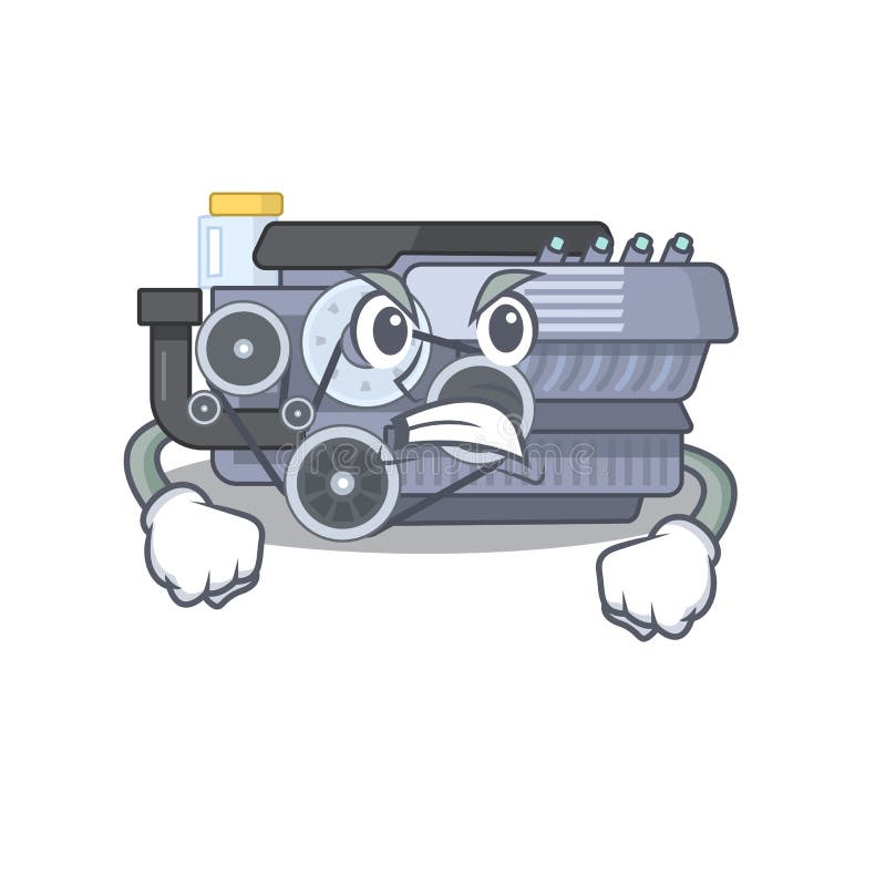 Combustion Engine Cartoon Character Design Having Angry Face Stock ...