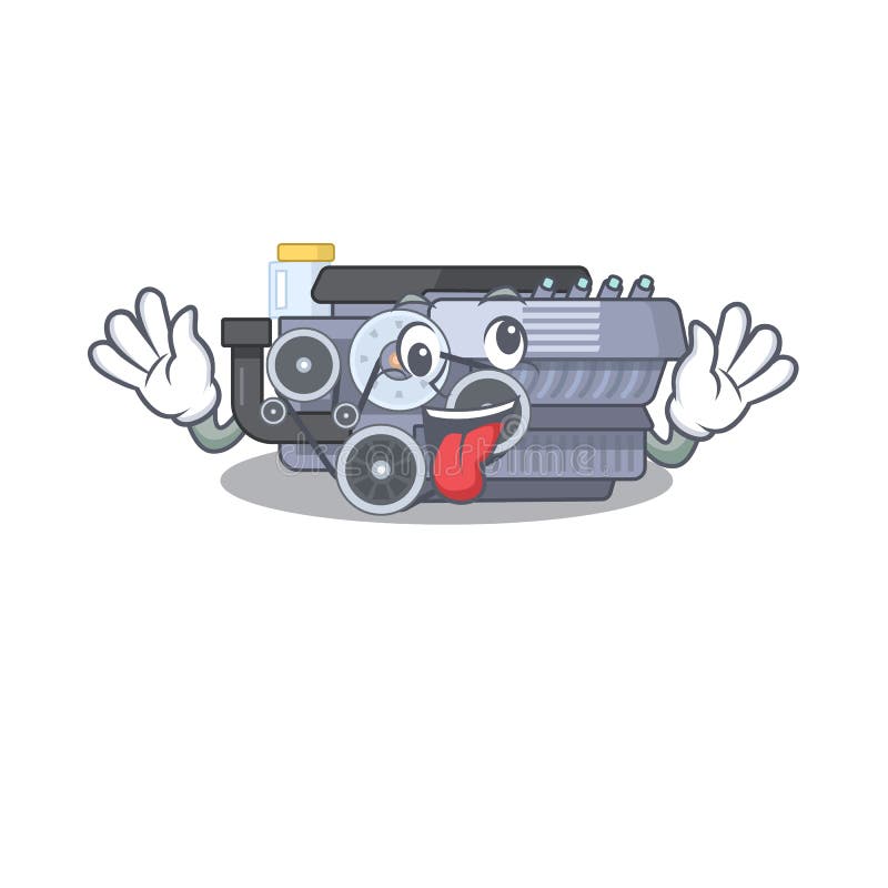 Combustion Engine Cartoon Character Style with a Crazy Face Stock ...