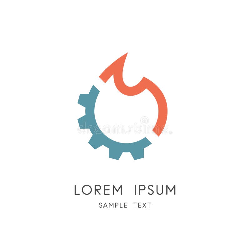 Combustion Engine Gear and Fire Logo Stock Vector - Illustration of ...