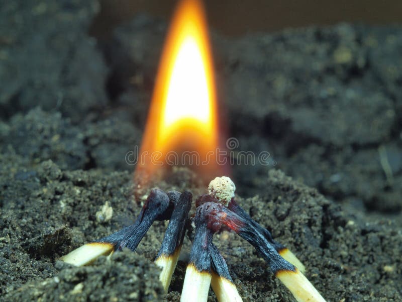 Combustion, Fire. Burning Match Lying on the Ground Stock Photo - Image ...