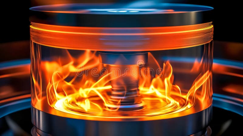Combustion Process Inside Engine Cylinder Burning with Orange Flames ...